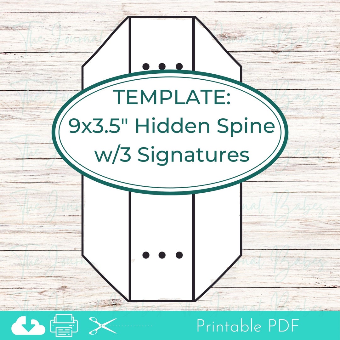 9x3.5 Inch Printable Spine Template, Junk Journal Hidden Spine Template ...