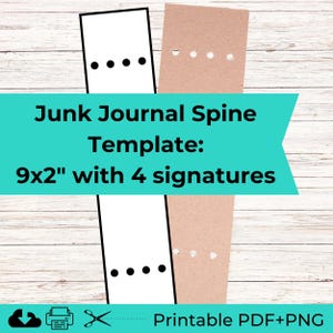 Junk Journal Printable Spine Template, 9x2 Inch Spine With Hole Guides ...
