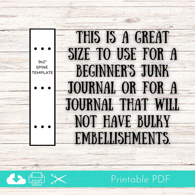Printable 9x6 Inch Junk Journal Cover Template With 9x2 Inch Spine ...