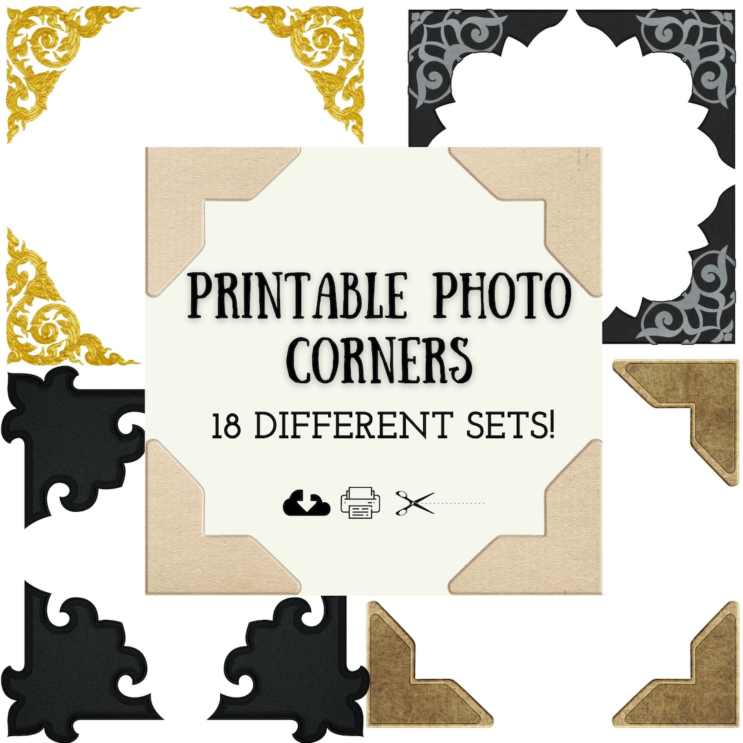 Printable Photo Corners Kit for Scrapbooking, Junk Journal ...
