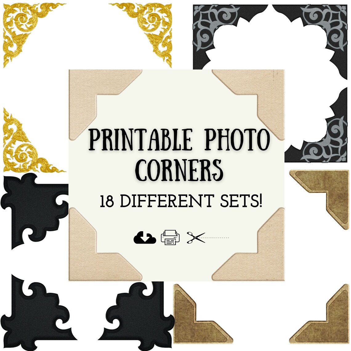 Printable Photo Corners Kit for Scrapbooking, Junk Journal ...