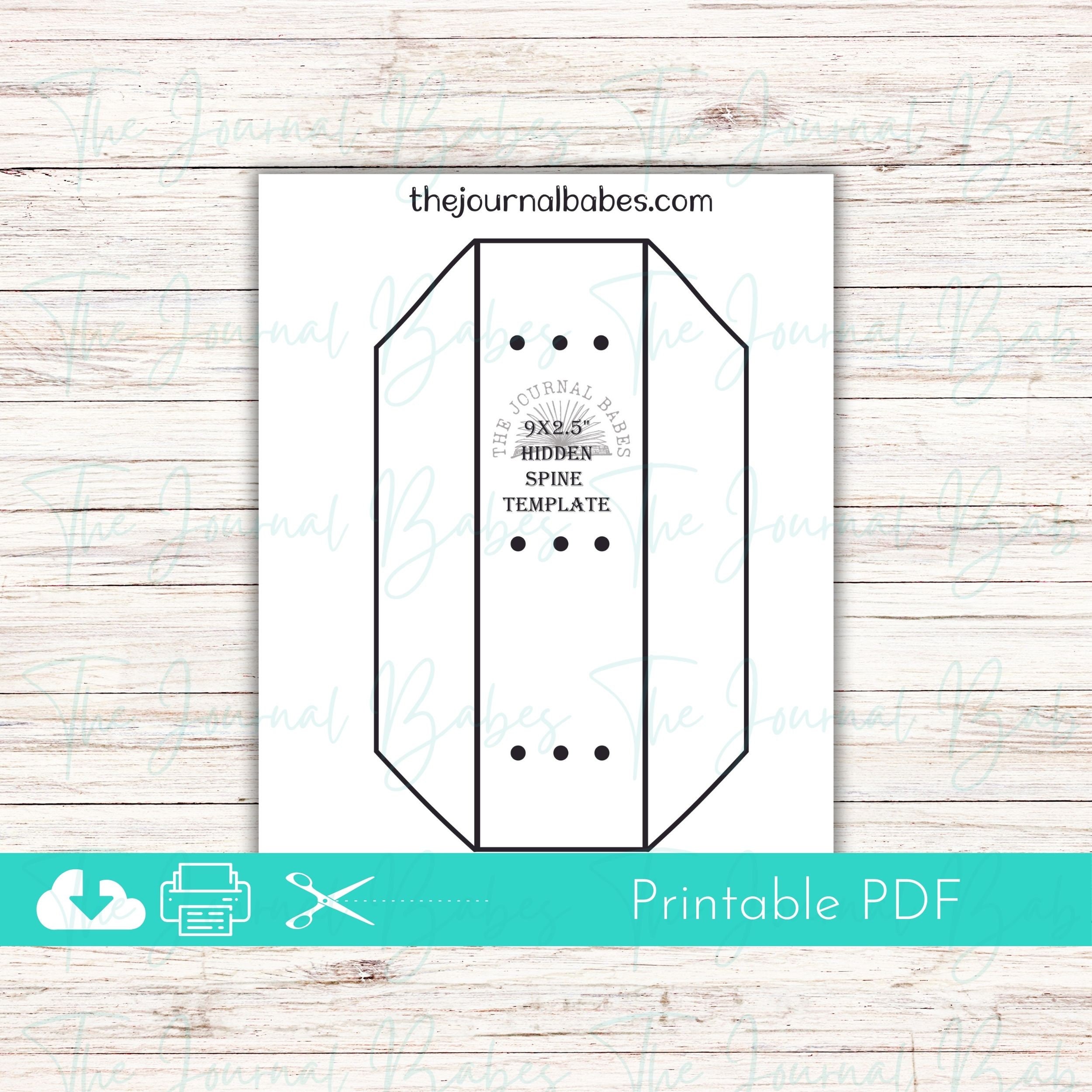 Printable Junk Journal Hidden Spine Template, 9x2.5 Inch Spine Template ...
