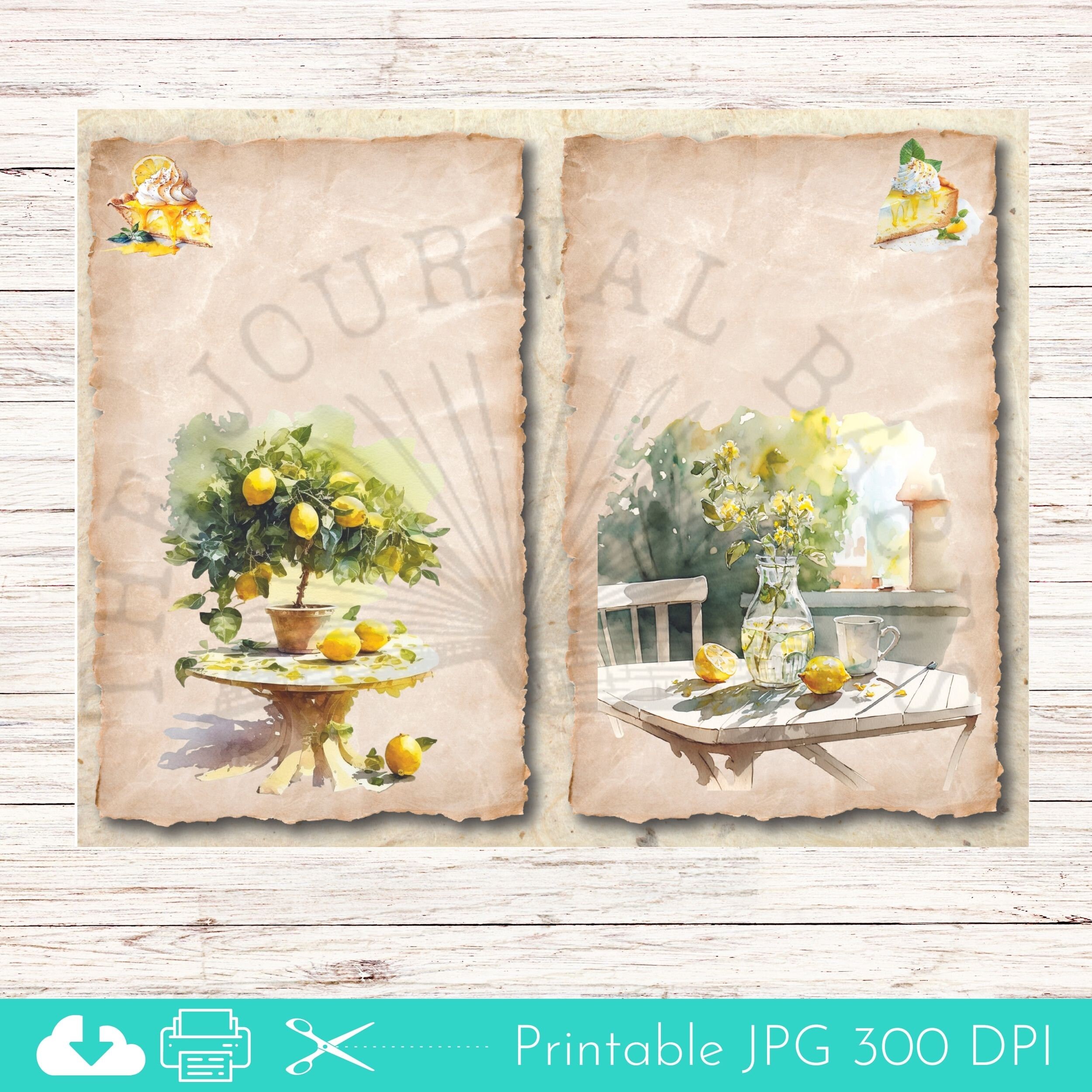 Lemons Printable Junk Journal Kit, July 2023 Kit, Lemon Scrapbooking ...