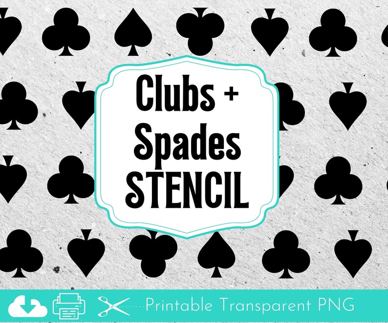 Club and Spades Printable Stencil, Stencils for Painting, Mixed Media ...