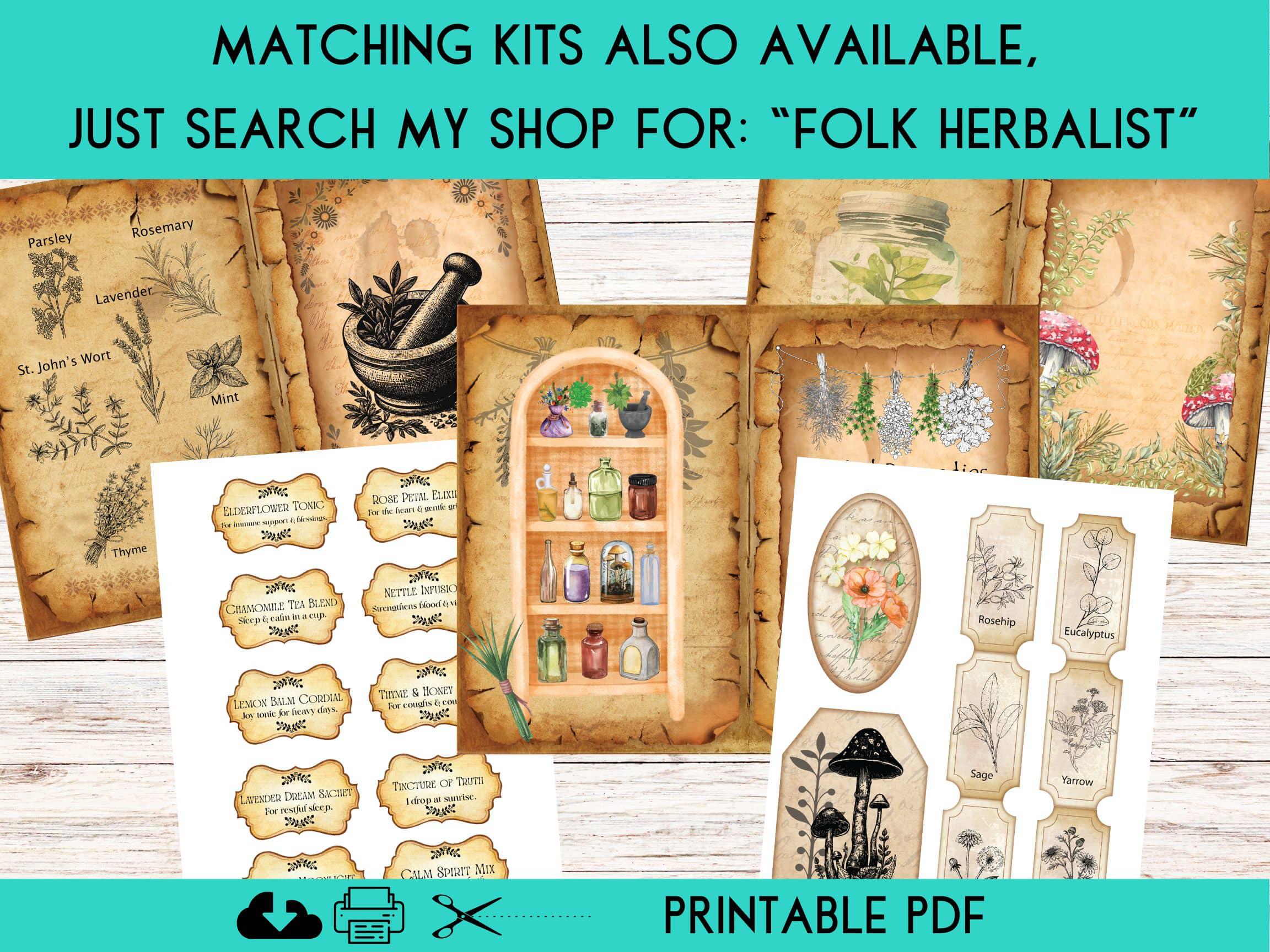 Printable Herbal Apothecary Labels, Vintage Herb Labels for Junk ...