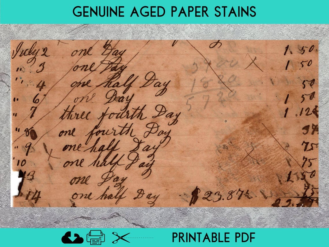 Printable Vintage Ledger Kit, Antique Ephemera Pages, 1800s Digital ...