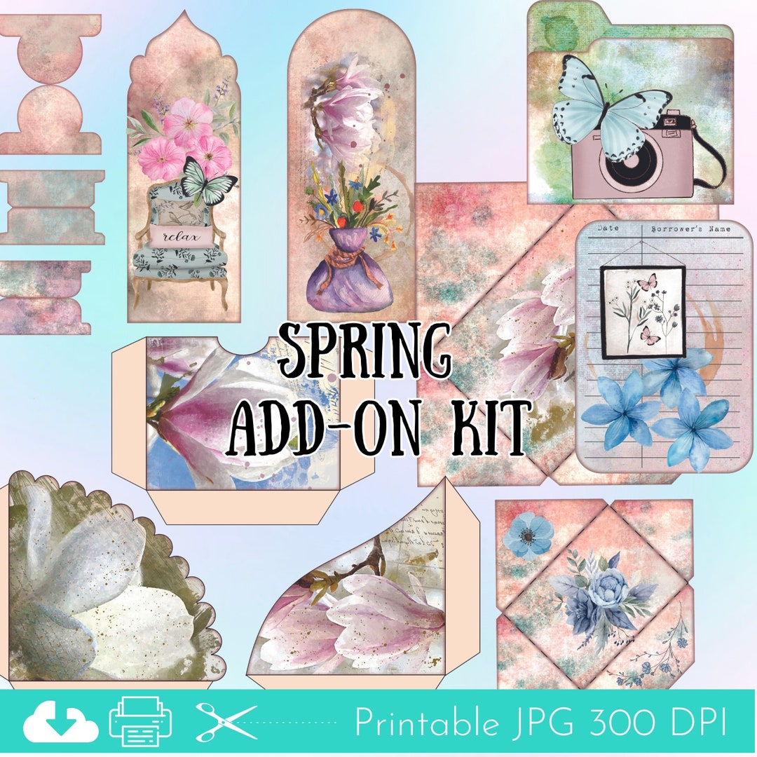 Spring Junk Journal Printable Addon Kit, Printable Flower Tags, Mini ...