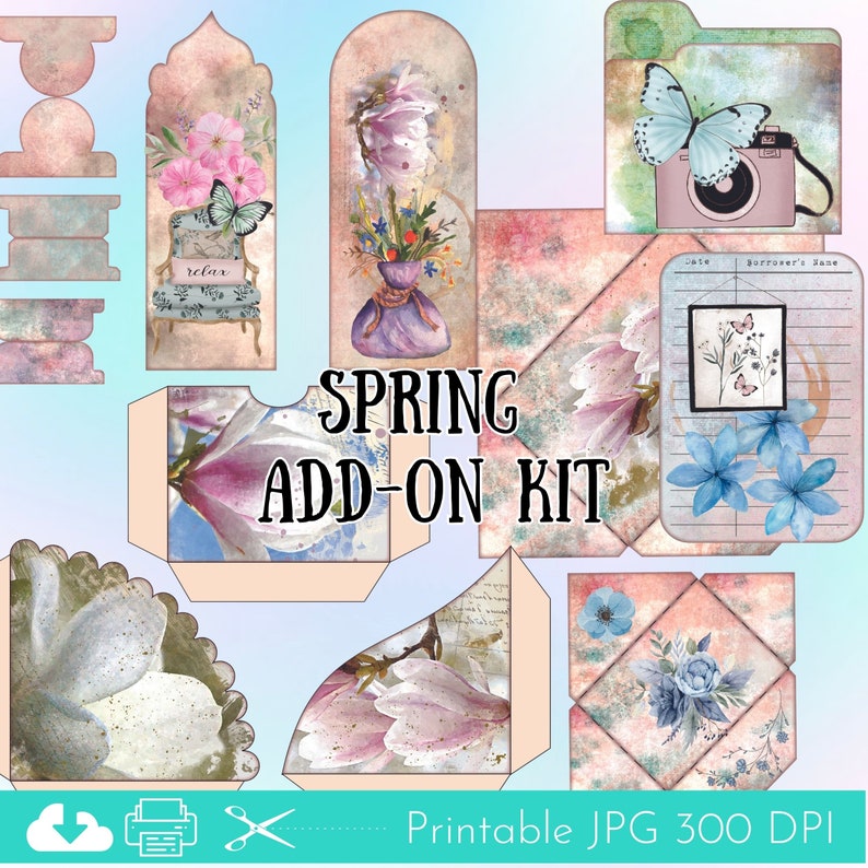 Spring Junk Journal Printable Addon Kit Printable Flower - Etsy