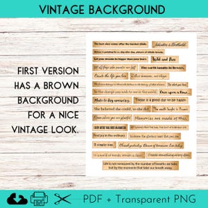 Printable Junk Journal Quotes and Phrases, Card Sentiments ...