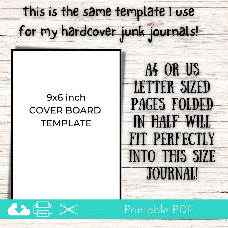 Printable 9x6 Inch Junk Journal Cover Template With 9x2 Inch Spine ...