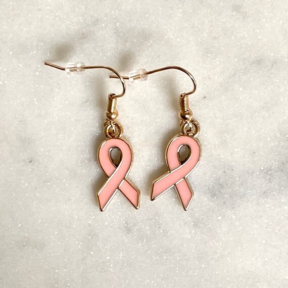 Breast Cancer Earrings Pink Ribbon | Etsy