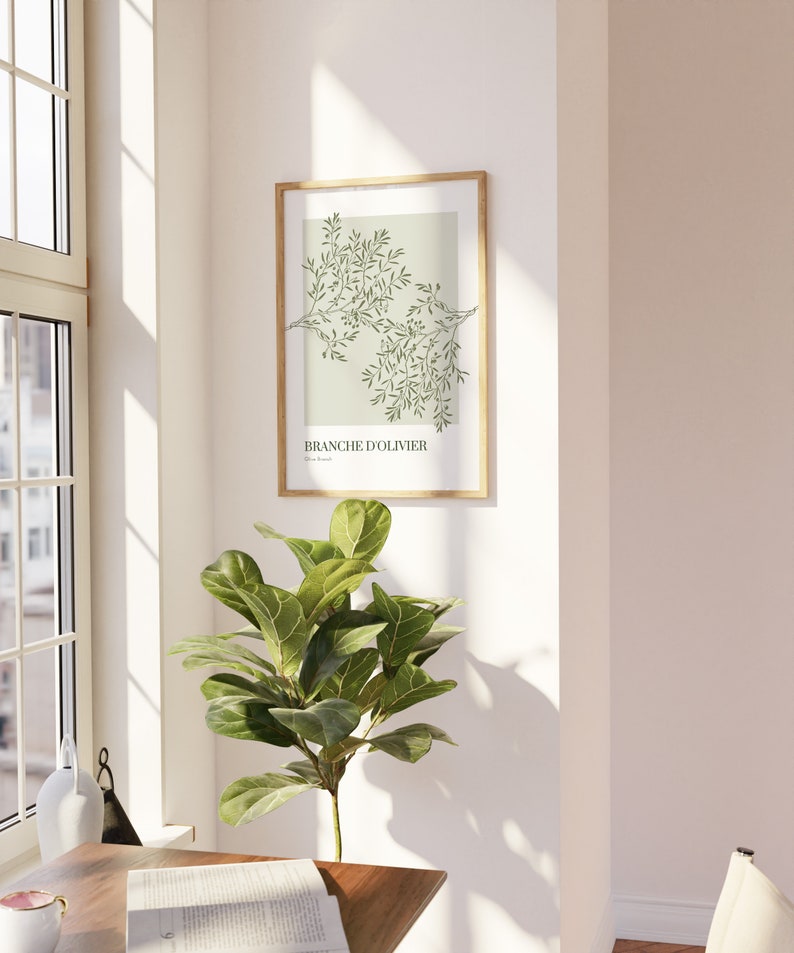 Modern Olive Branch Poster Botanical Plant Art Branche D'olivier French ...
