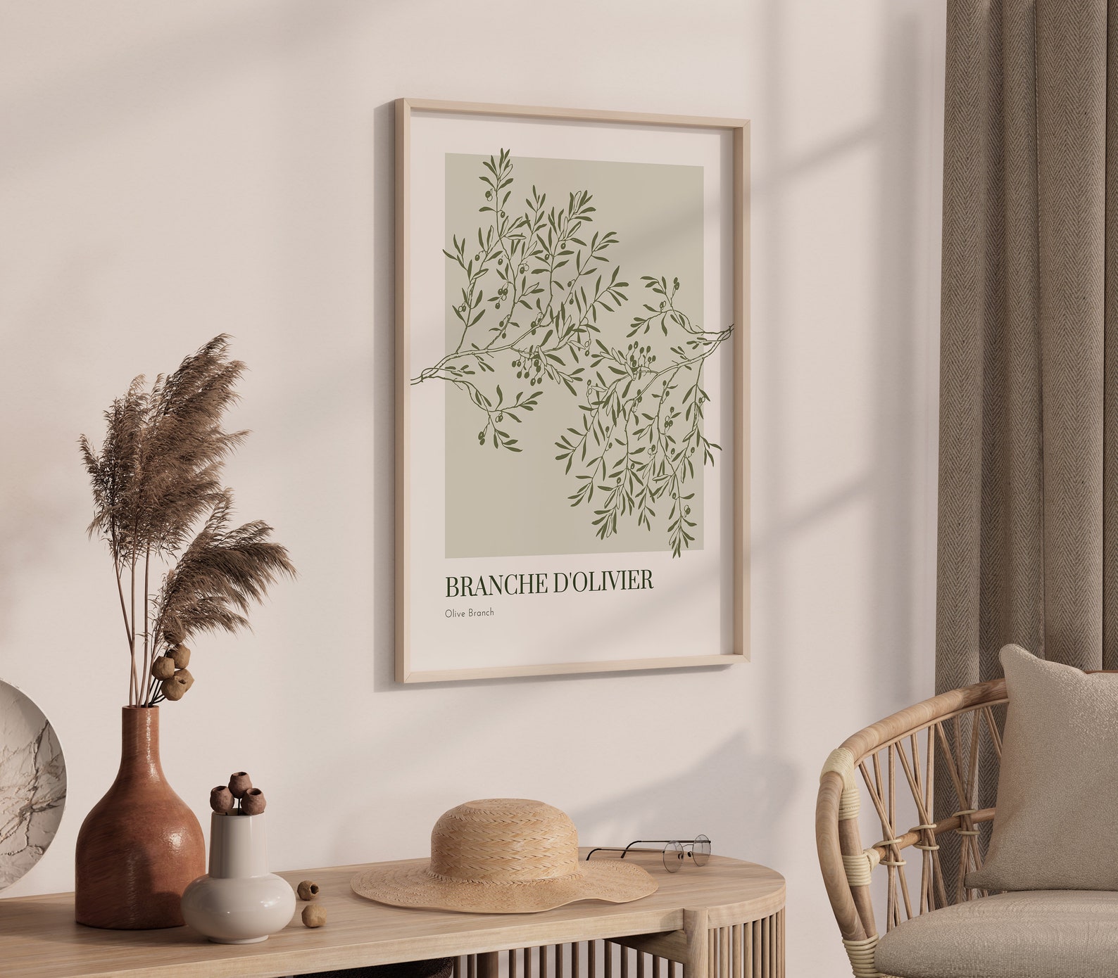Modern Olive Branch Poster Botanical Plant Art Branche D'olivier French ...