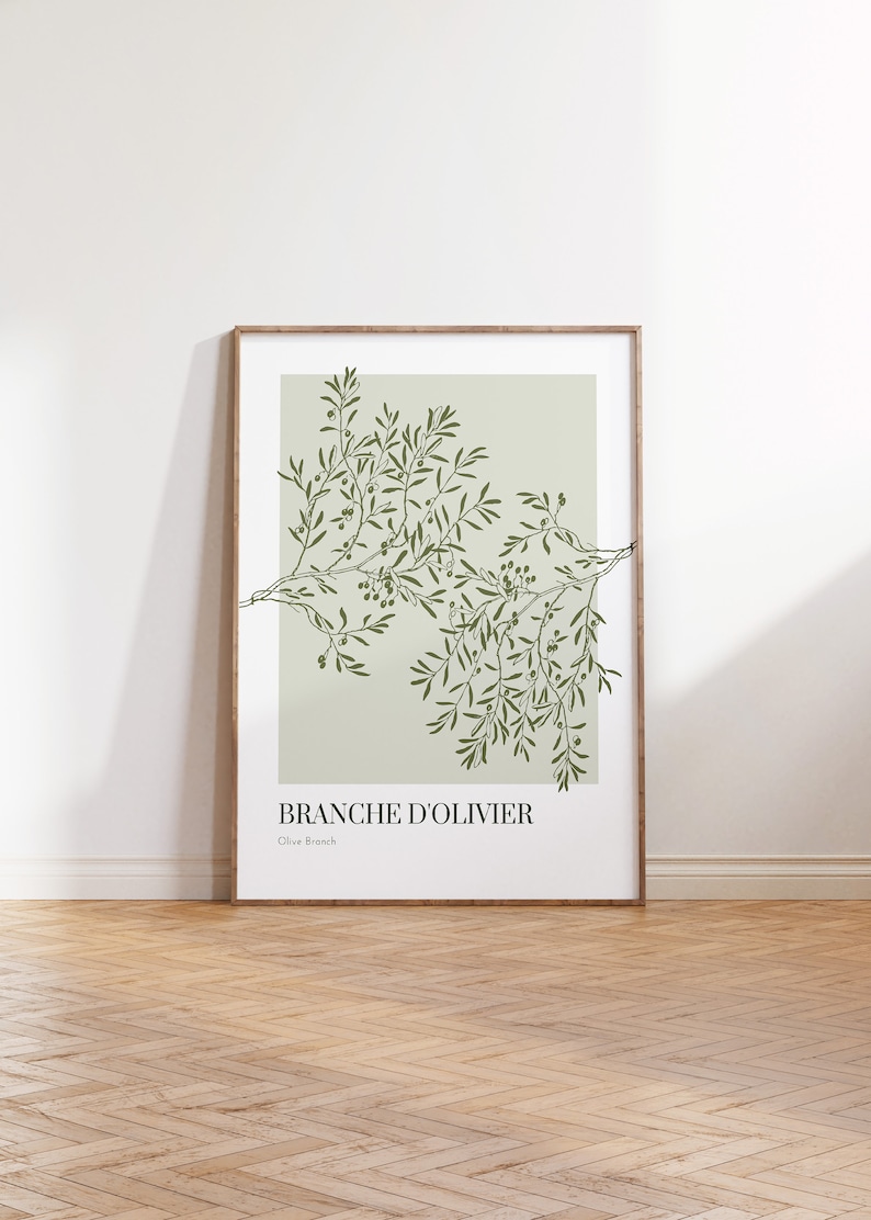Modern Olive Branch Poster Botanical Plant Art Branche D'olivier French ...