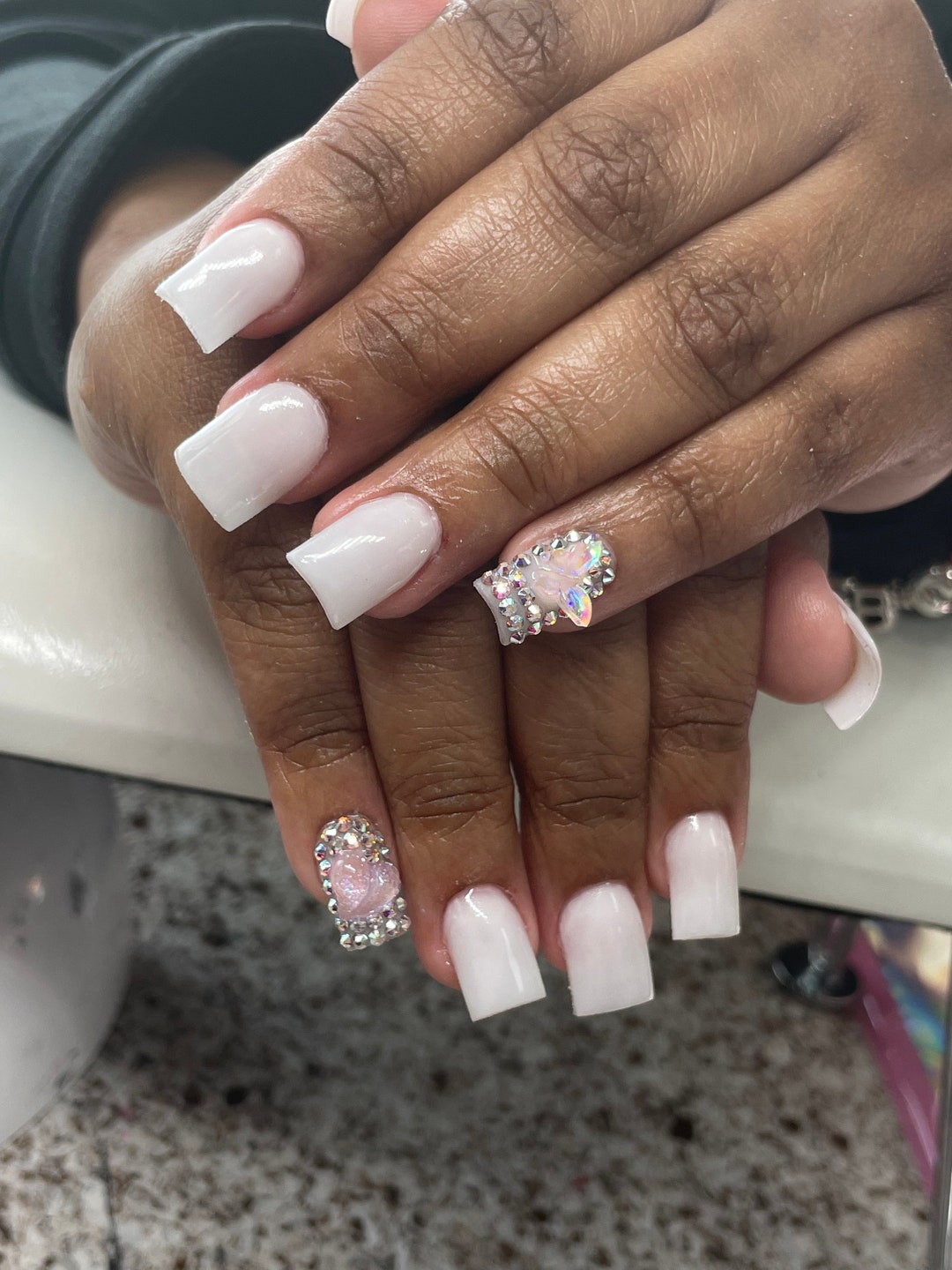 Uñas blancas lechosas/ Uñas blancas/ Prensas acrílicas/ Uñas postizas ...