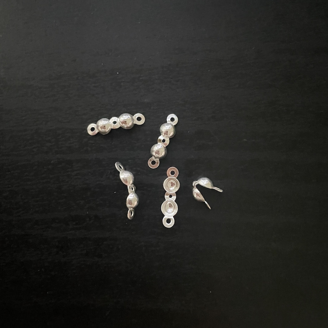 925 Sterling Silver End Caps Clamshell Bead Tip/calottes Twin Loop (5 ...