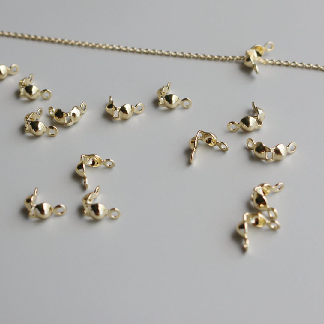 Gold Filled 14K US Made End Caps Clamshell Bead Tip/calottes Twin Loop ...