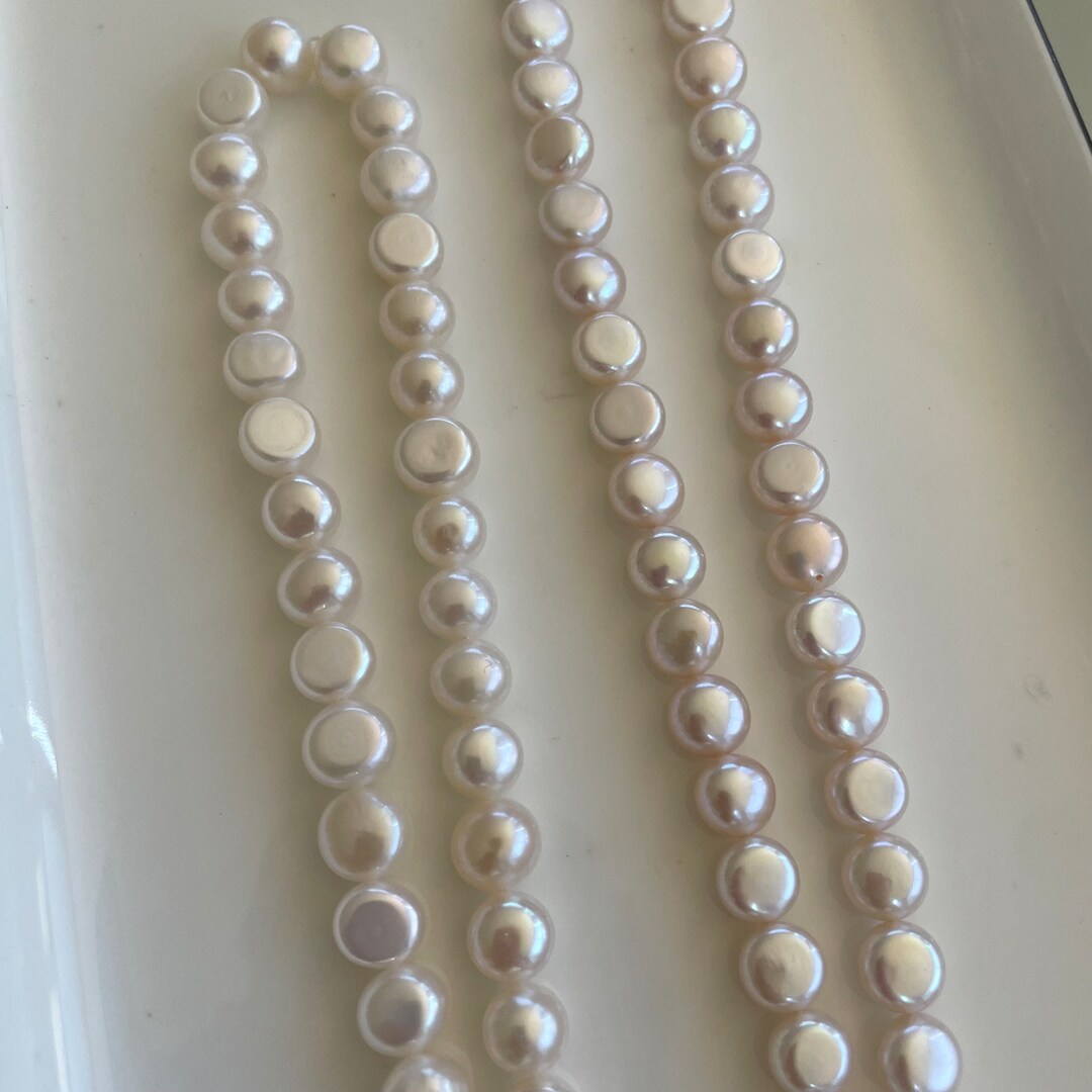 Freshwater Pearl Button-shape Flat Bottom Pearls 8-8.5/9-9.5mm (full ...