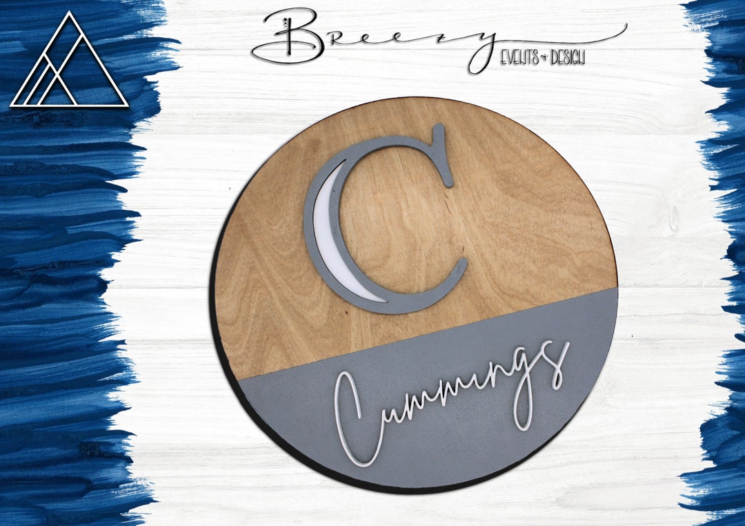 Custom Door Name Sign Wall Art Laser Cut Personalized Wood Monogram Cut ...