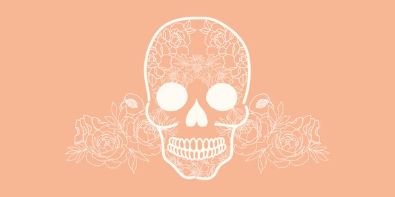 Digital Download Skull Floral Peaches. | Etsy