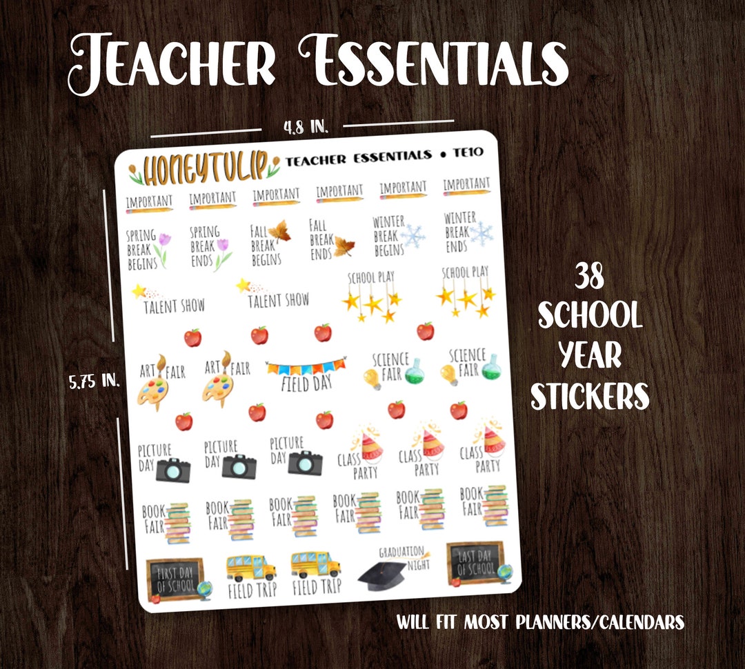 School Year Stickers, Teacher Planner Stickers, Tracker Stickers ...