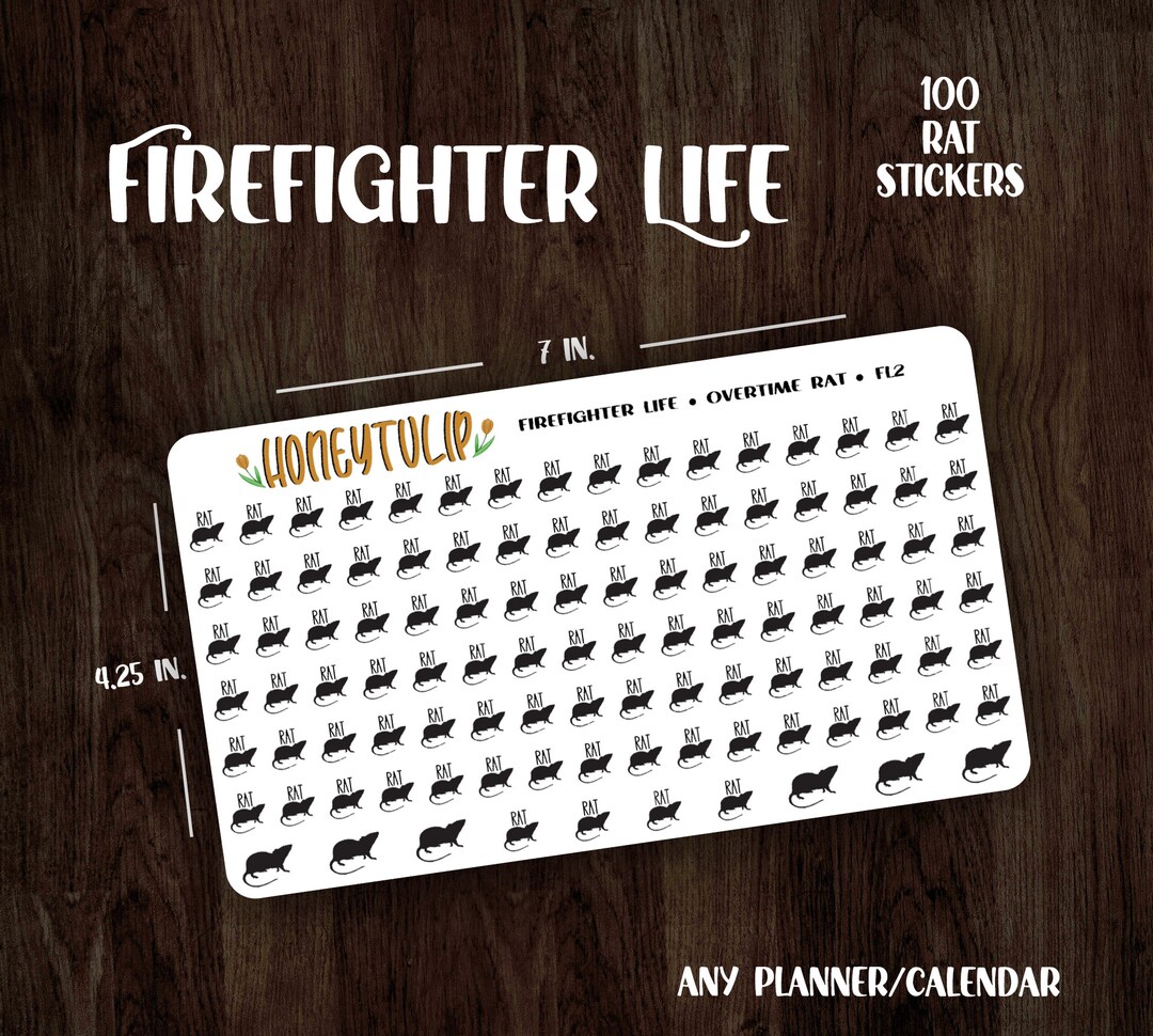 Firefighter Rat Stickers, Overtime Stickers, Work Stickers, Tracker ...
