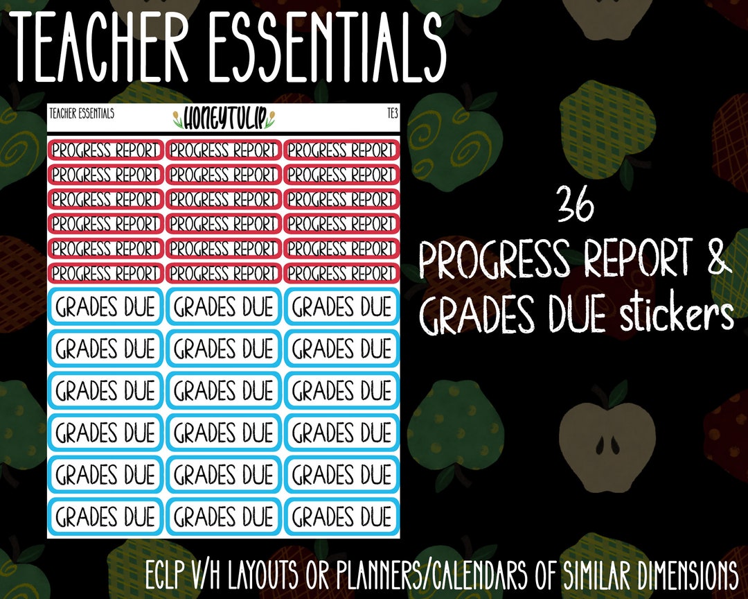 Progress Report Grades Due Stickers, Teacher Planner Stickers - Etsy