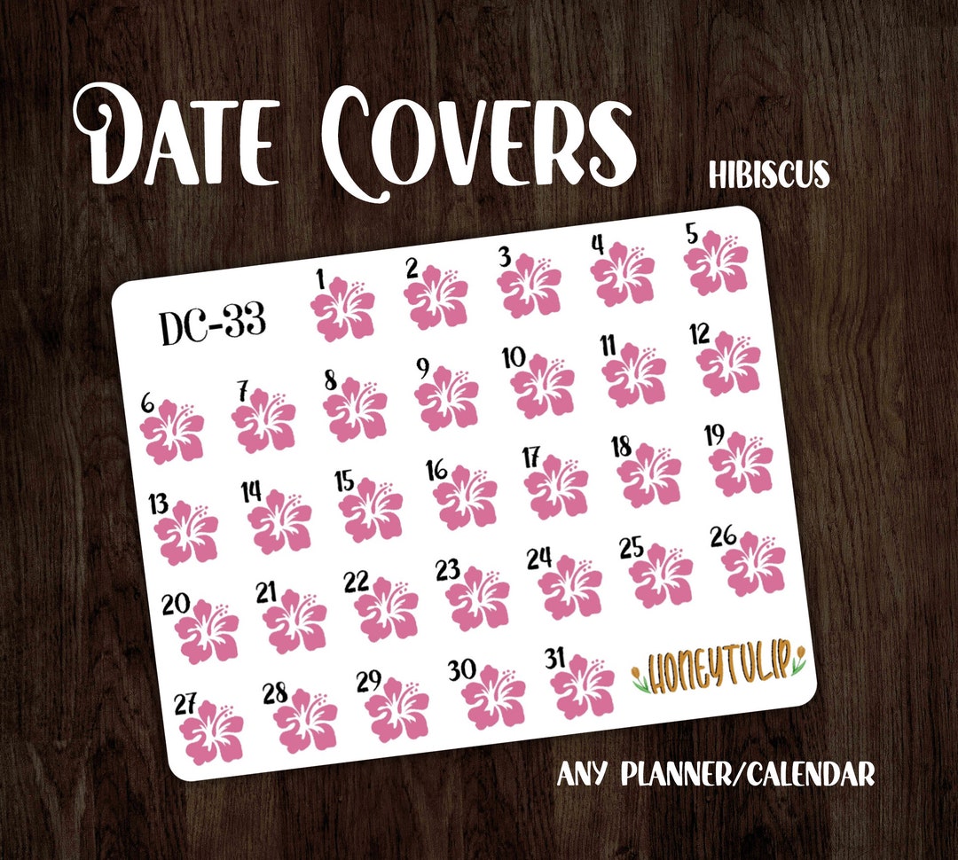 Hibiscus Date Cover Stickers, Vacation Planner Stickers, Calendar ...