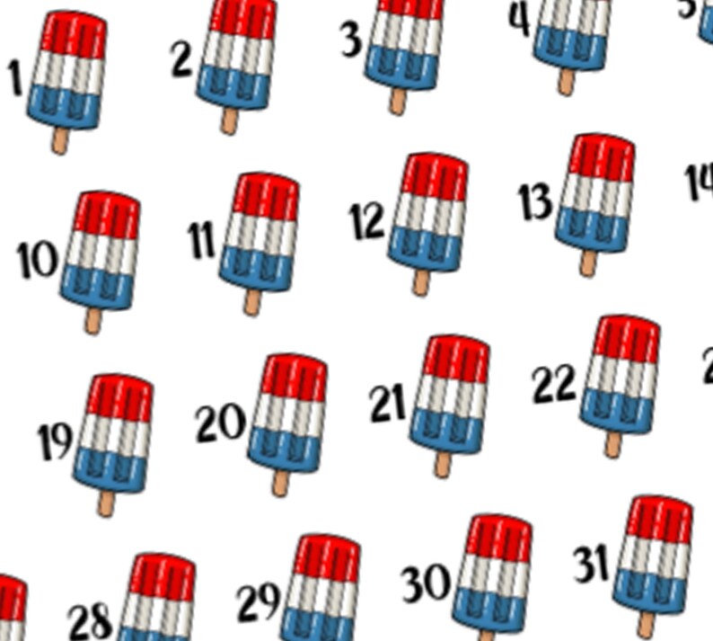 4th of July Popsicles Date Cover Stickers, Planner Stickers, Calendar ...