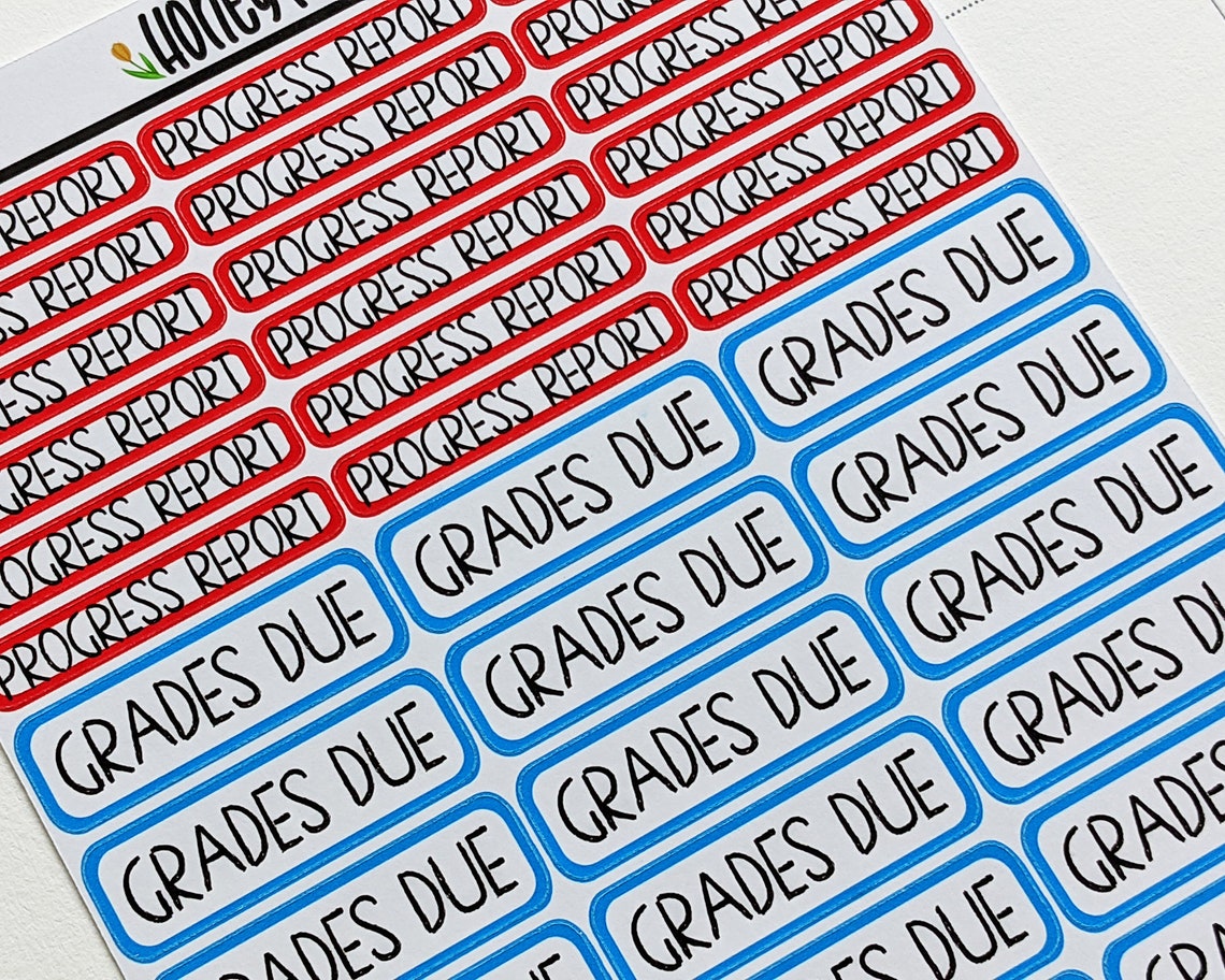 Progress Report Grades Due Stickers Teacher Planner Stickers | Etsy