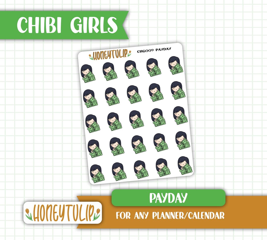 Chibi Girl Payday Planner Stickers, Personalized Stickers, Tracker ...