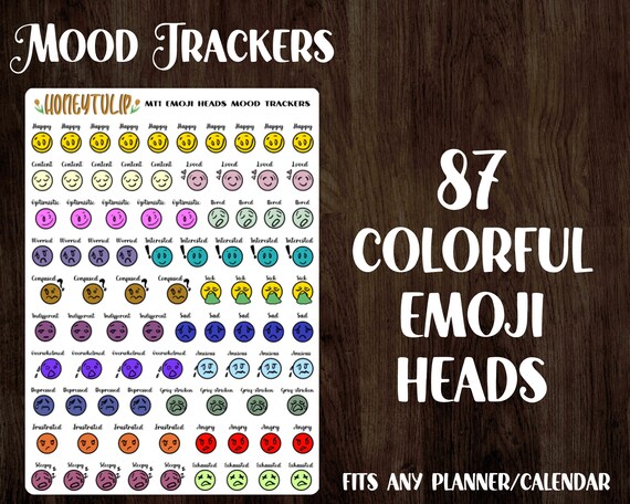 Mood Tracker Emotion Emoji Heads Planner Stickers | Etsy