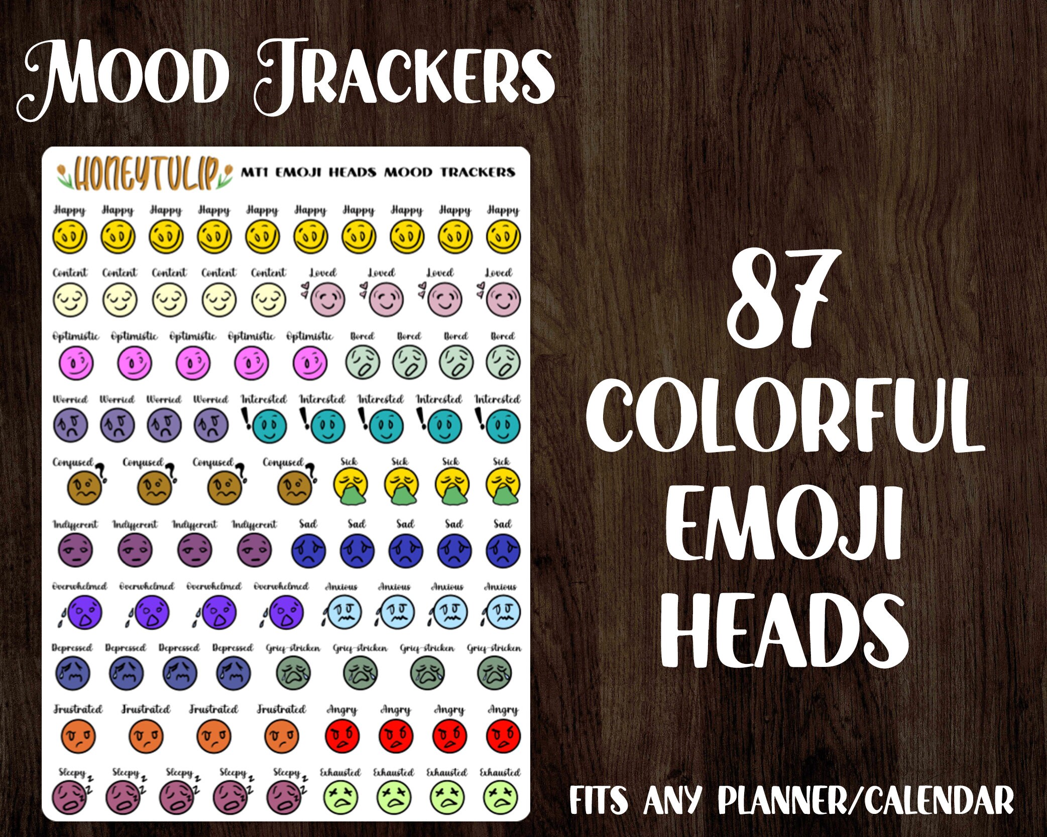 Mood Tracker Emotion Emoji Heads Planner Stickers - Etsy