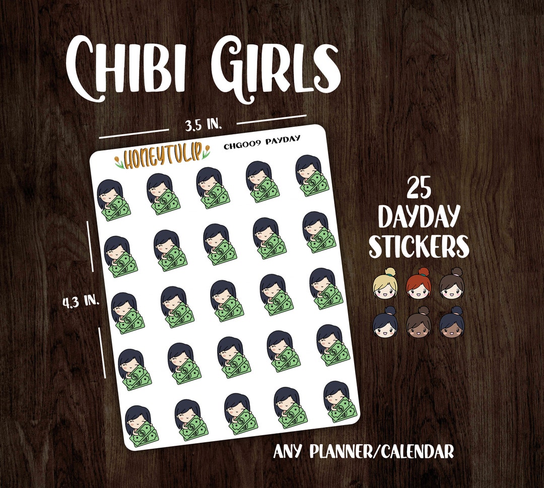 CHG009 Chibi Girl Payday Planner Stickers - Etsy