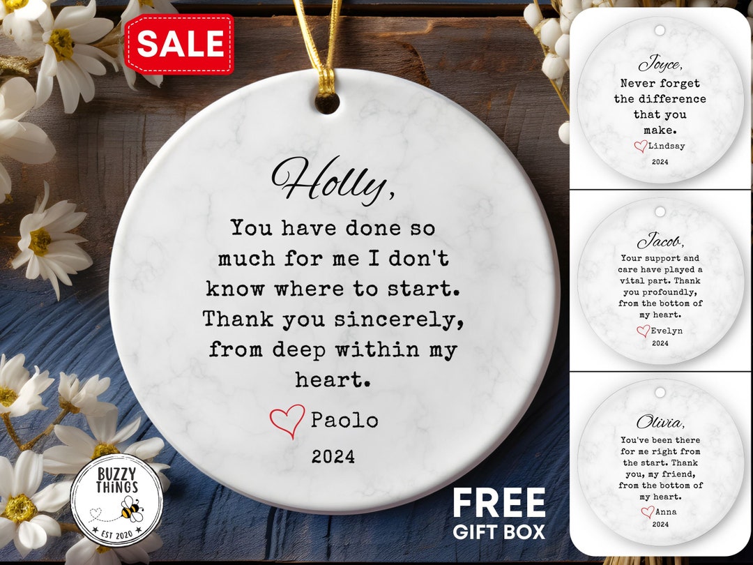 Thank You Christmas Ornament, Personalized Thank You Keepsake, Thank ...