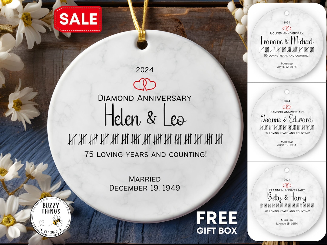 75th Wedding Anniversary Ornament,personalized Seventy Fifth ...