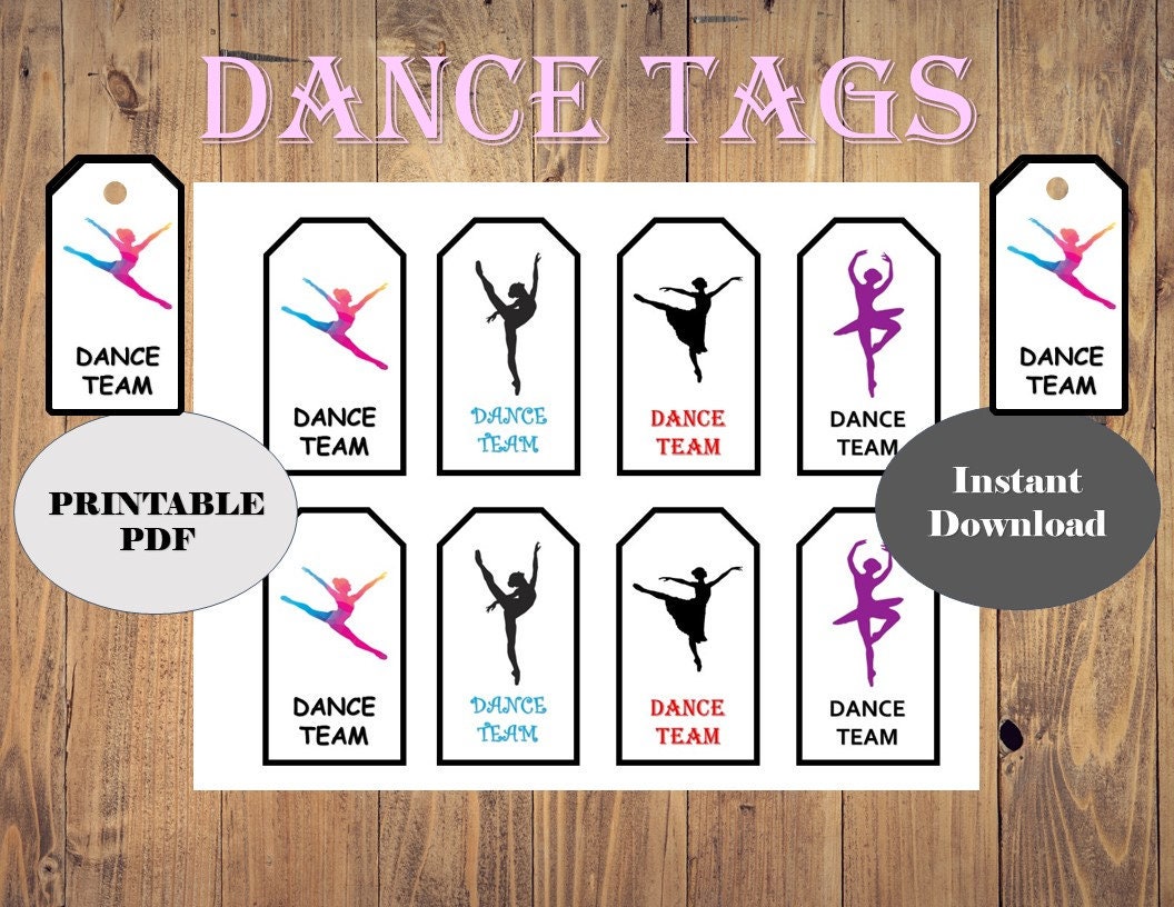 DANCE Tags Printable/ Dance Team Tags / Dance Competition Labels ...