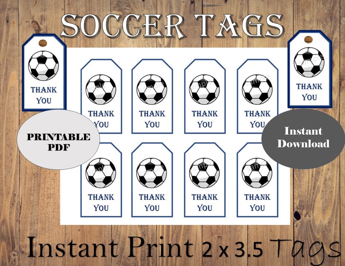 SOCCER Thank You Tags/ Instant Download/ Soccer Party Tags/ - Etsy