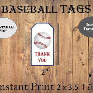 BASEBALL Tags Printable/ Instant Download/ Baseball Party Tags ...