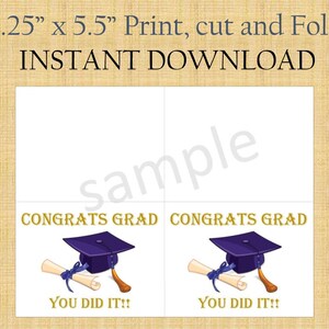 Printable GRADUATION Card/ Instant Download / Congrats Grad/ Graduate ...