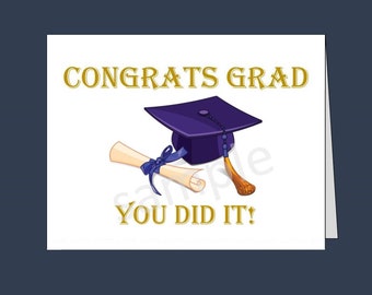 Printable GRADUATION Card/ Instant Download / Congrats Grad/ Pdf ...