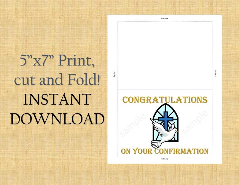 Confirmation Card/ Instant Download / Congrats / Pdf/ Confirmation Gift ...