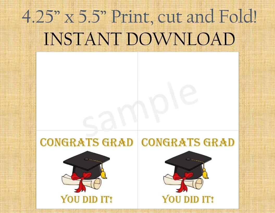 Printable GRADUATION Card/ Instant Download / Congrats Grad/ Pdf ...