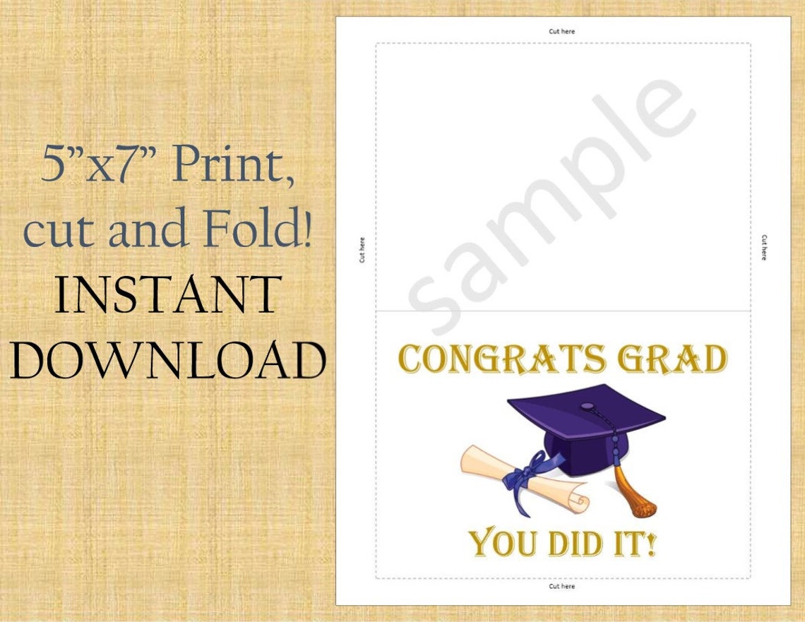 Printable GRADUATION Card/ Instant Download / Congrats Grad/ Graduate ...