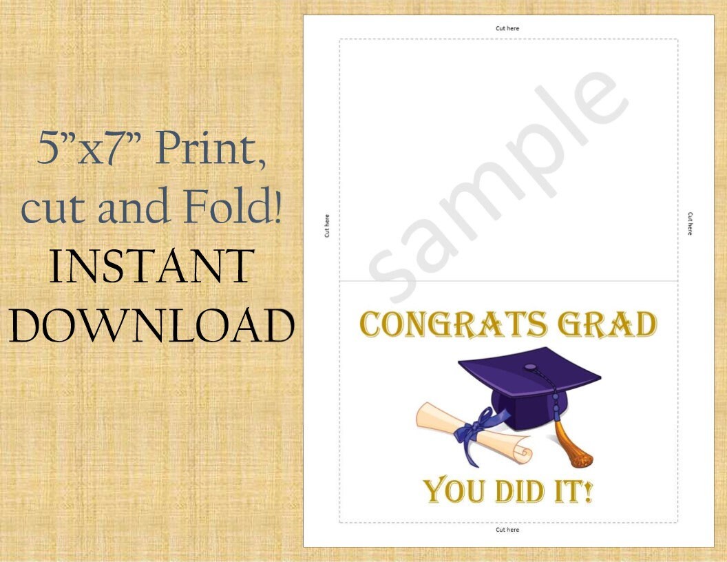 Printable GRADUATION Card/ Instant Download / Congrats Grad/ Graduate ...