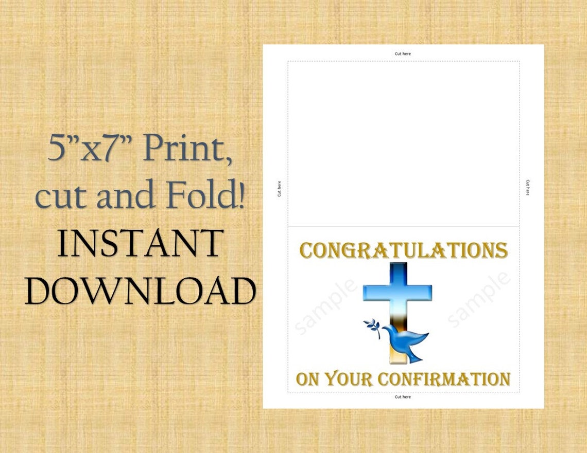 Confirmation Card/ Instant Download / Printable Digital Download ...
