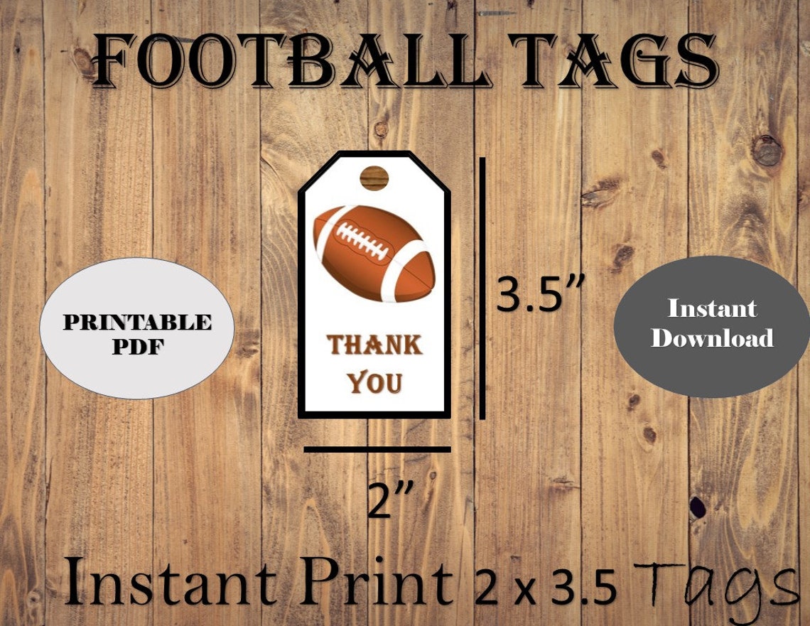 FOOTBALL Tags Printable/ Football Tags / Football Favor Tags / - Etsy