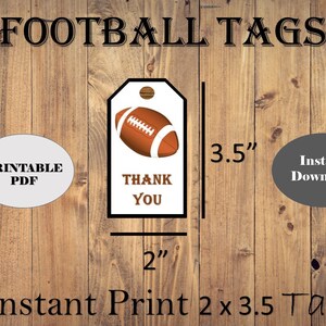 Football Thank You Tags: Printable Gift Tags (digital Download) - Etsy