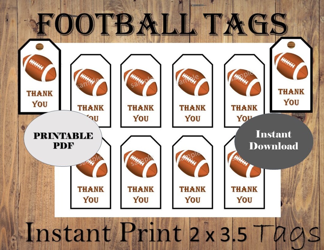 Football Thank You Tags: Printable Gift Tags (digital Download) - Etsy