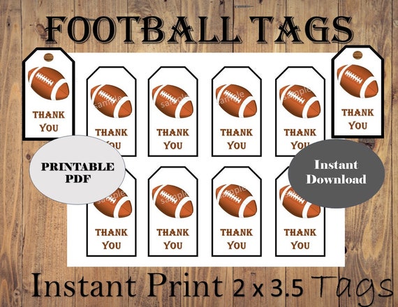 FOOTBALL Tags Printable/ Football Tags / Football Favor Tags / - Etsy